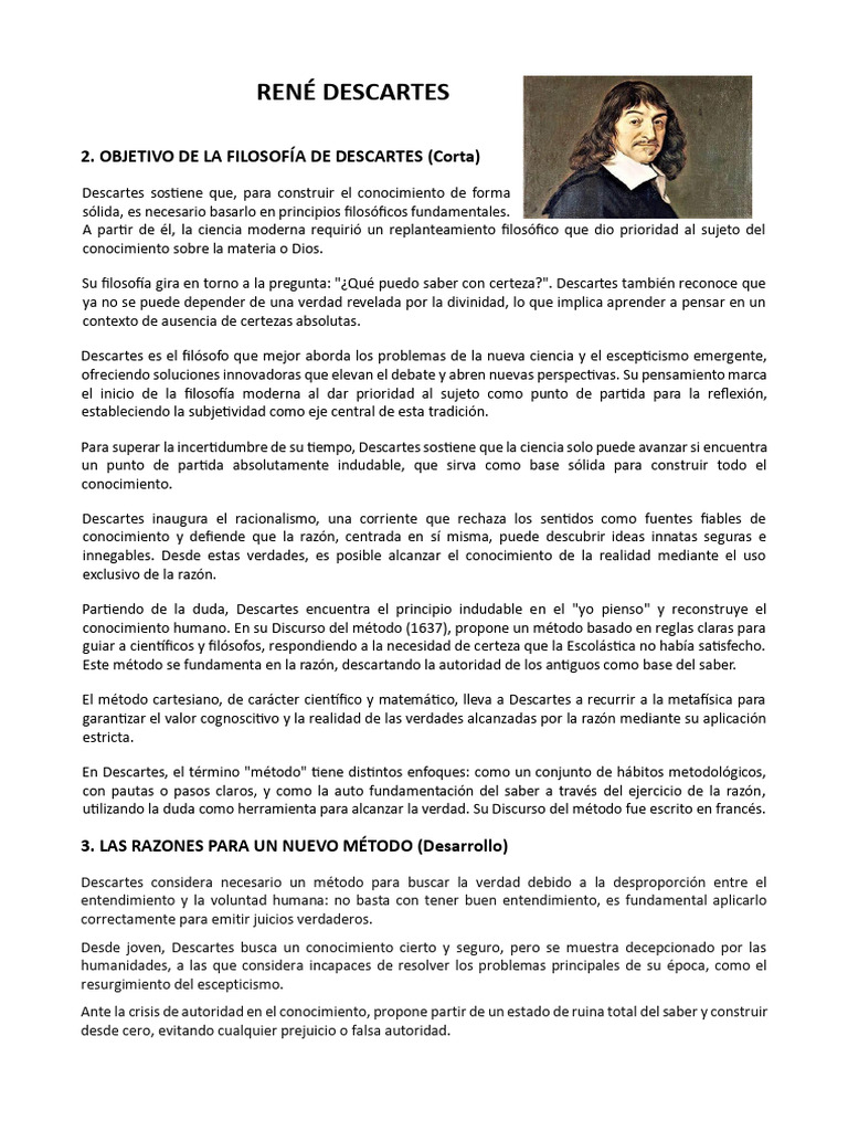 Filosofía y Método de Descartes | PDF | René Descartes | Teoría de ...