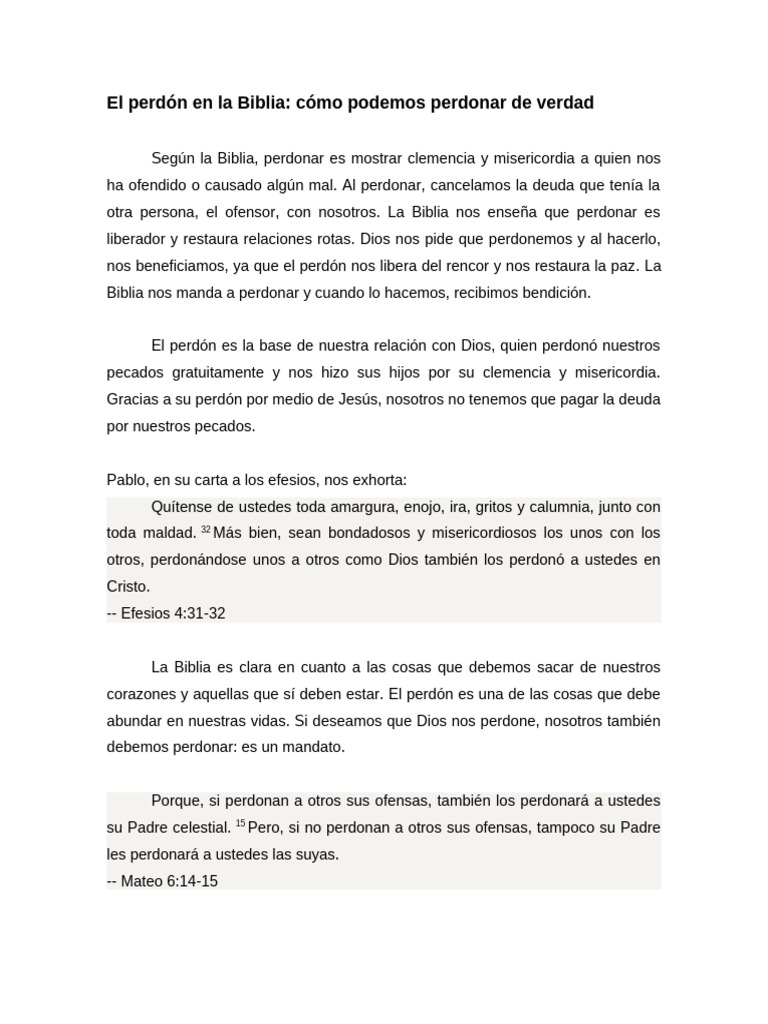 El perdón en la Biblia | PDF | Perdón | Pecado
