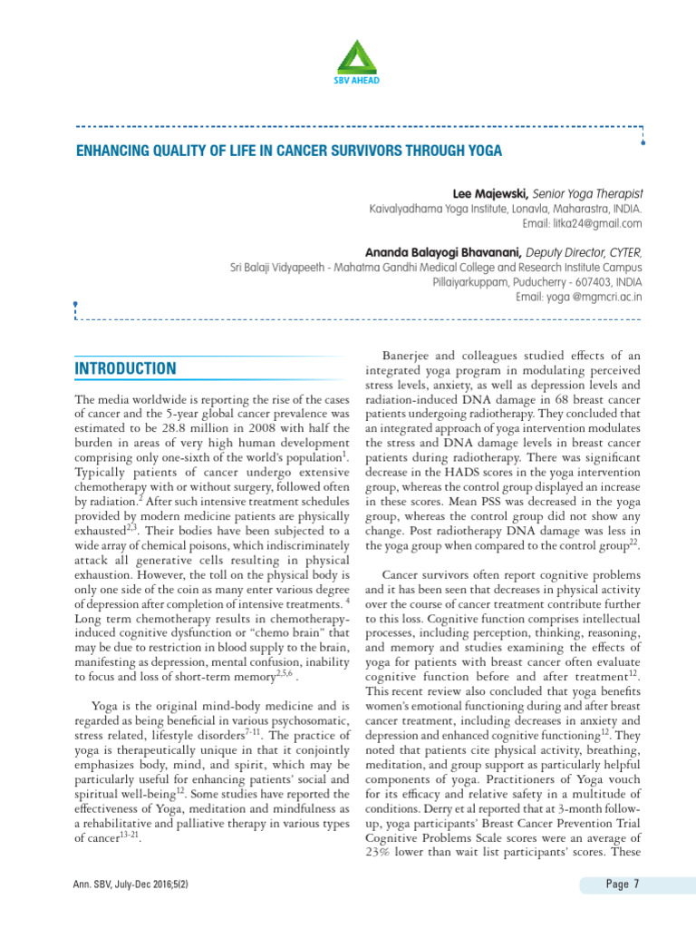 Enhancing Quality of Life in Cancer Surv | PDF | Cancer | Major Depressive Disorder