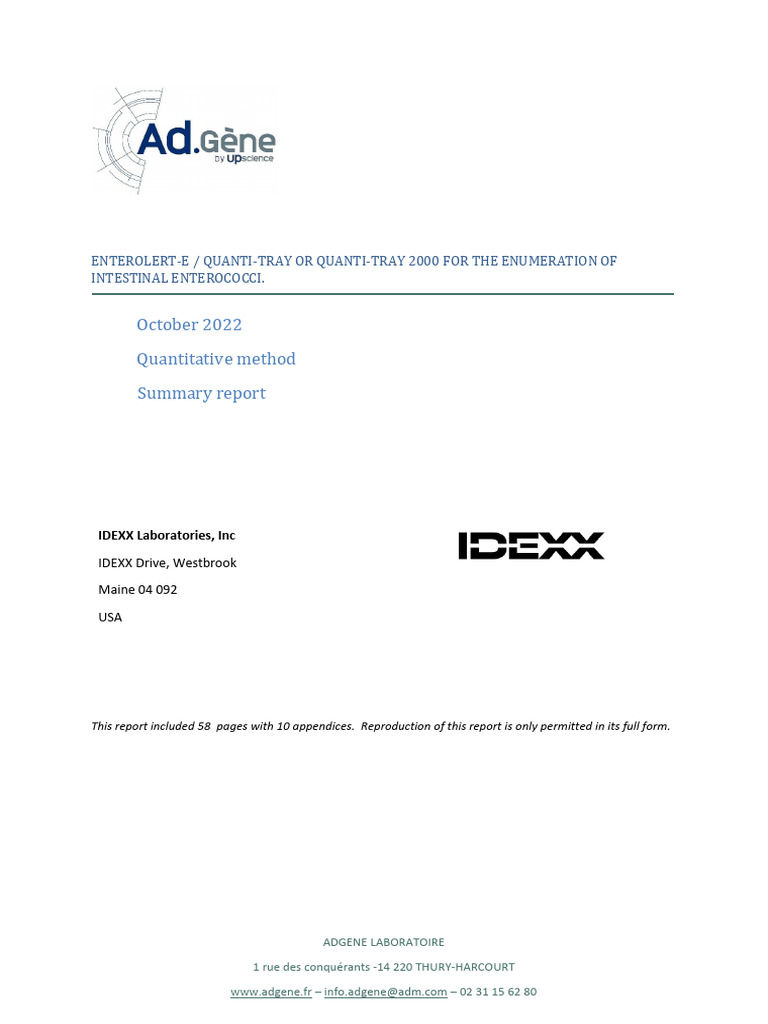 Enterolert-E Method Validation Report | PDF | Ordinary Least Squares ...