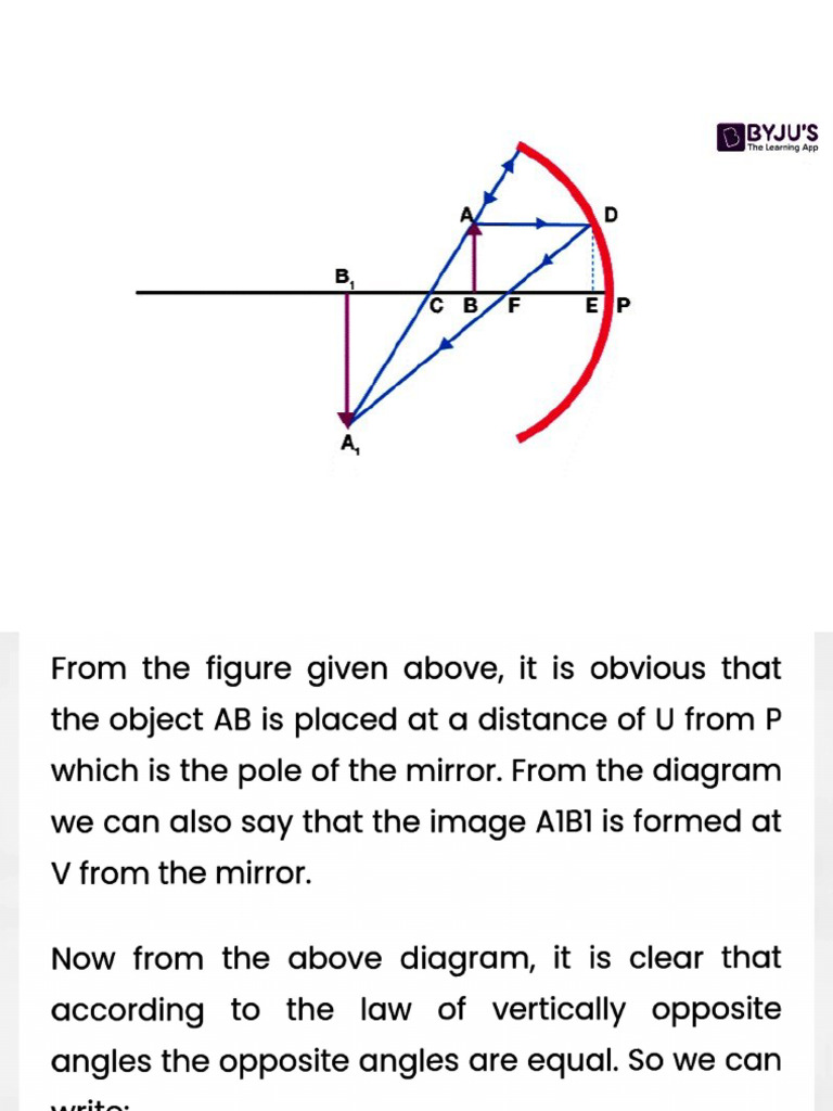 Mirror Formula Derivation | PDF