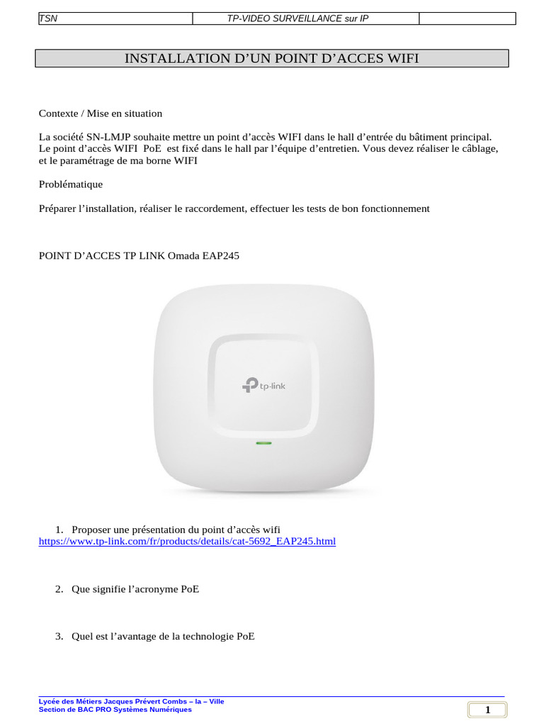 Installation d'un point d'accès WiFi | PDF | Wi-Fi | Informatique