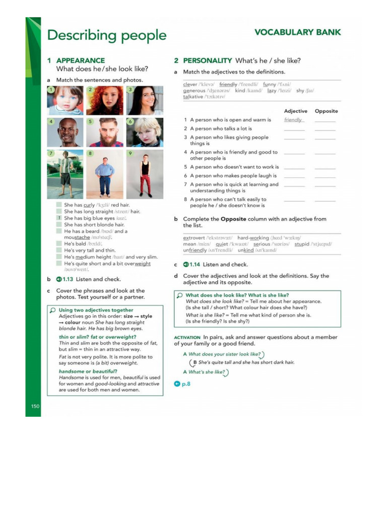 Describing People | PDF