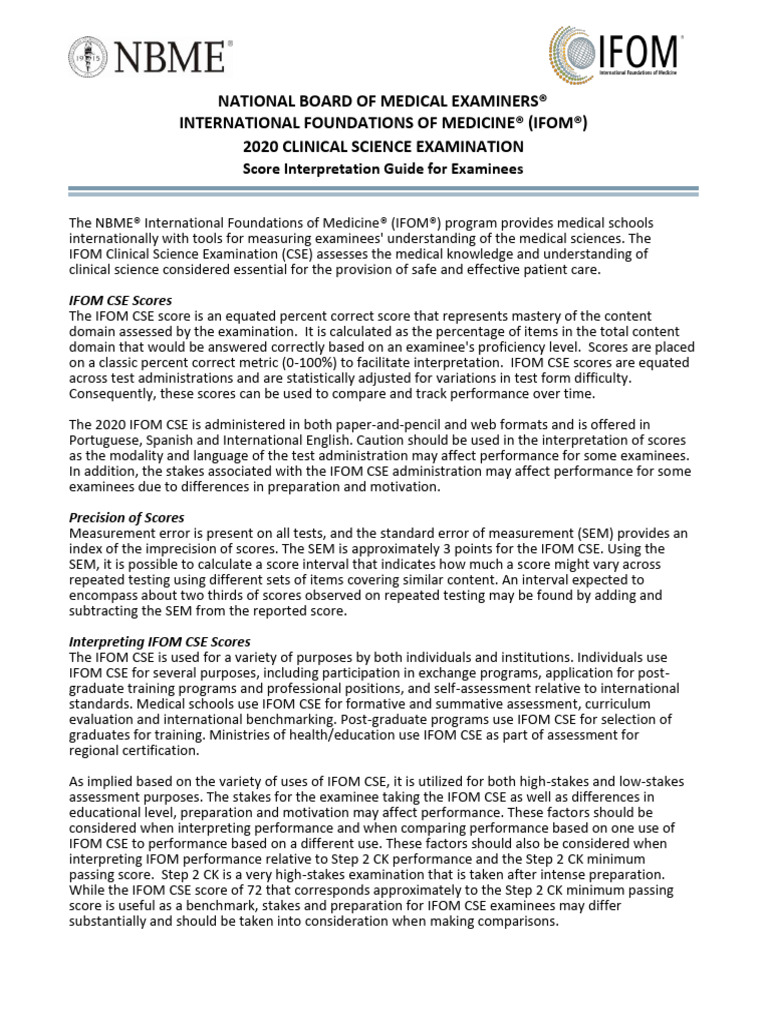 2020_IFOM_CSE_SIG_English | PDF | United States Medical Licensing ...