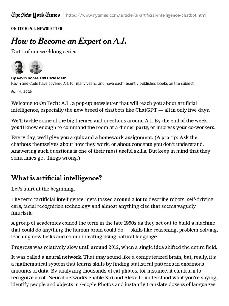 AI - NYT - 1 | PDF | Artificial Intelligence | Intelligence (AI) & Semantics