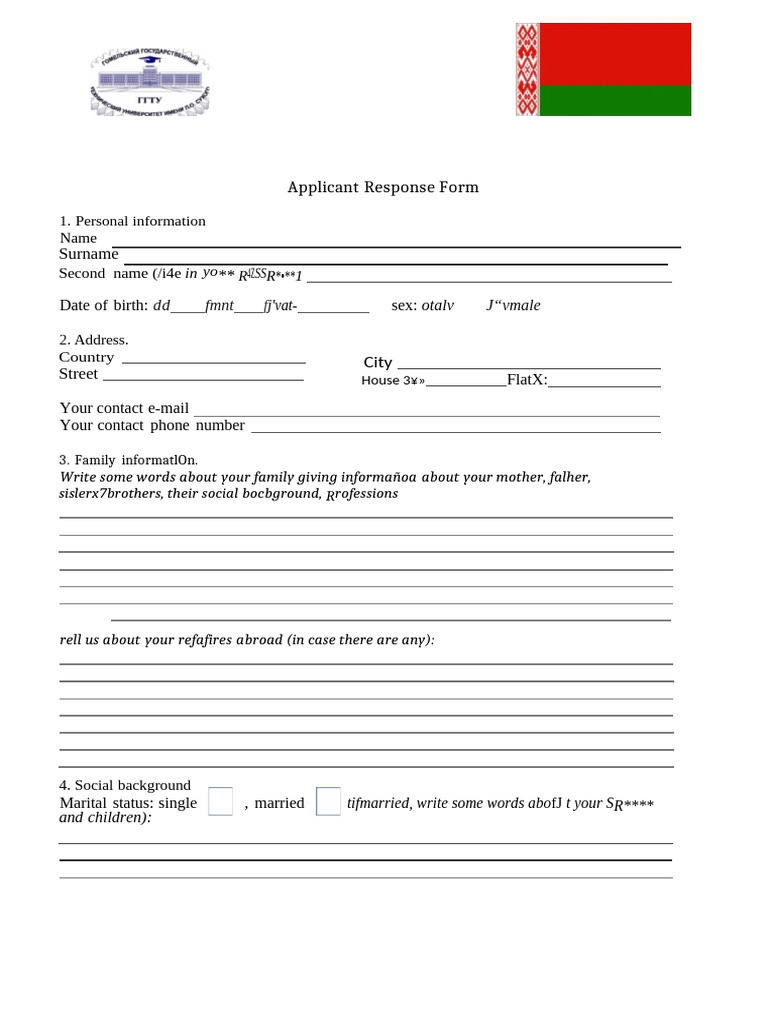 Applicant Response Form | PDF