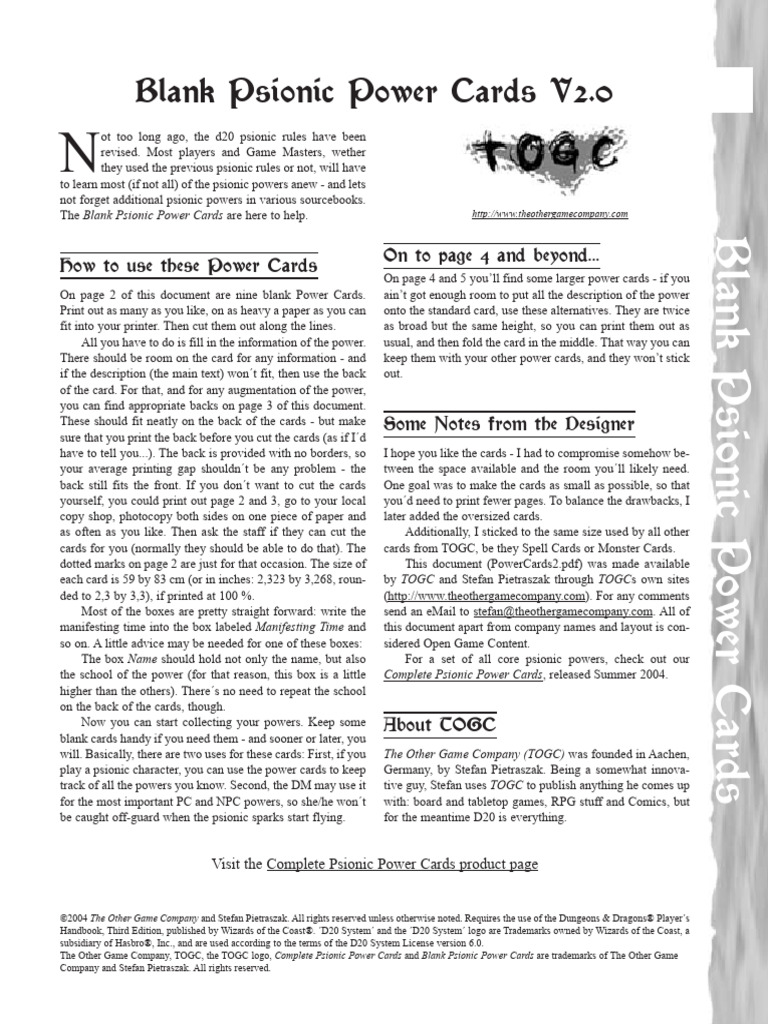 Power Cards | PDF | License | Copyright