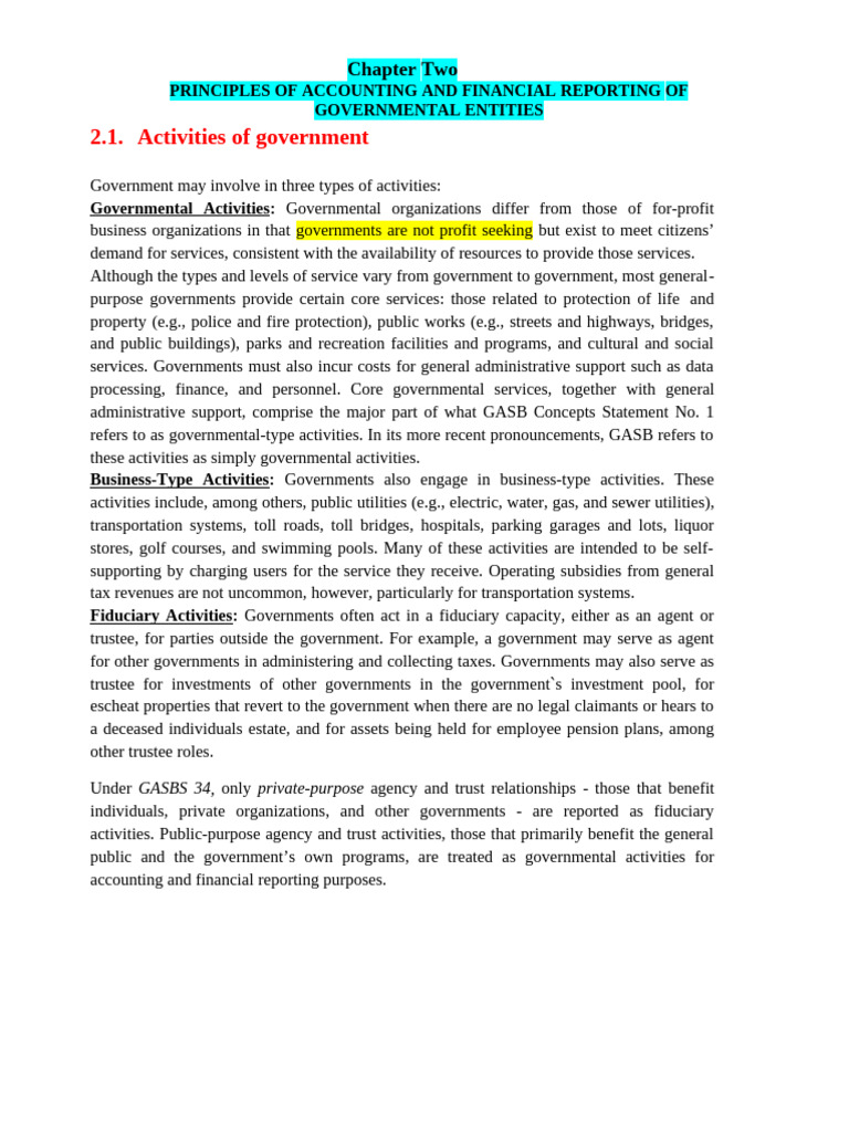 PSCS CH 2 Principles of Accounting and Financial Reporting of Governmental | PDF | Fund ...