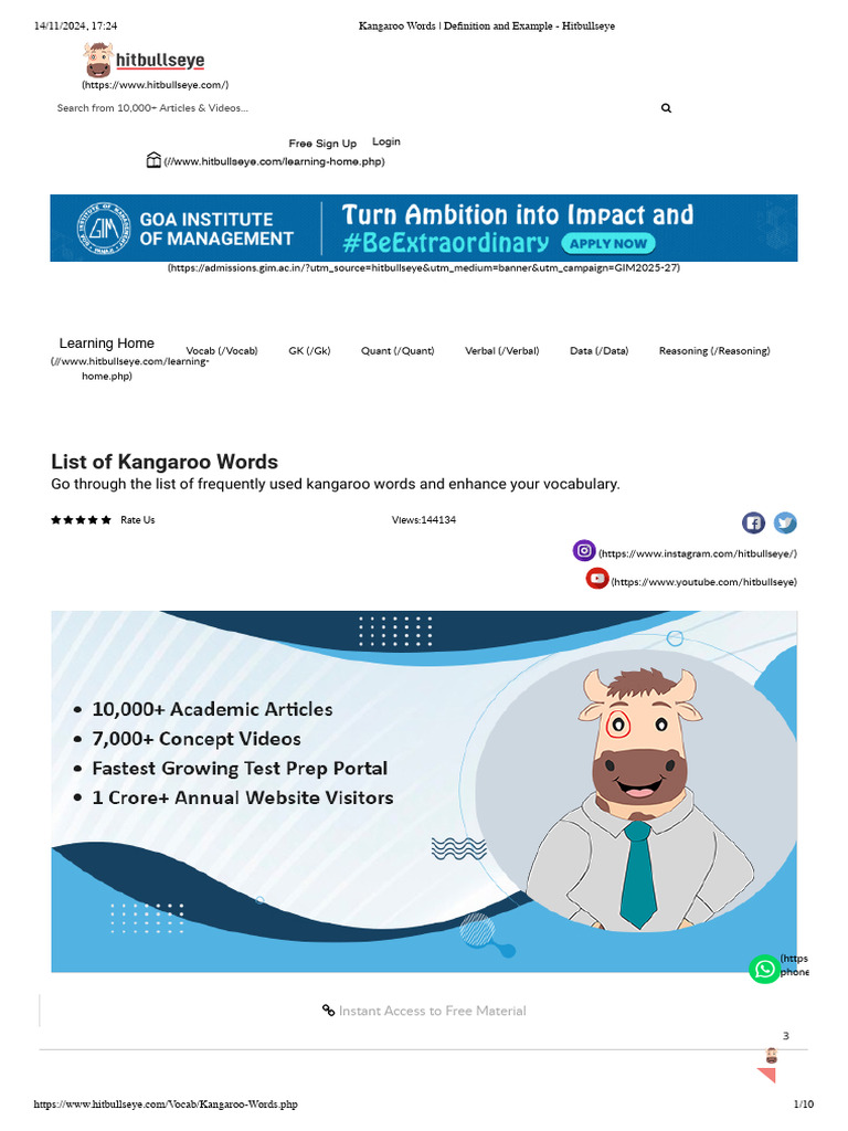 Kangaroo Words _ Definition and Example - Hitbullseye | PDF | Noun | Adverb