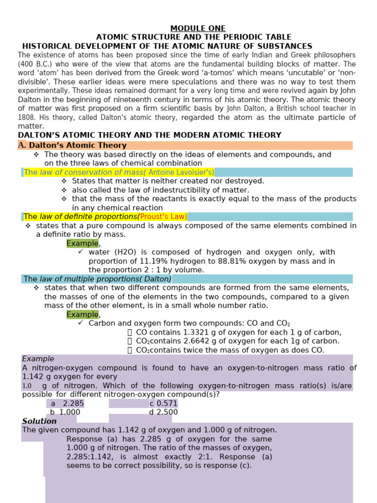 Chemistry - Atomic Theory and Atomic Structure | PDF | Atoms ...