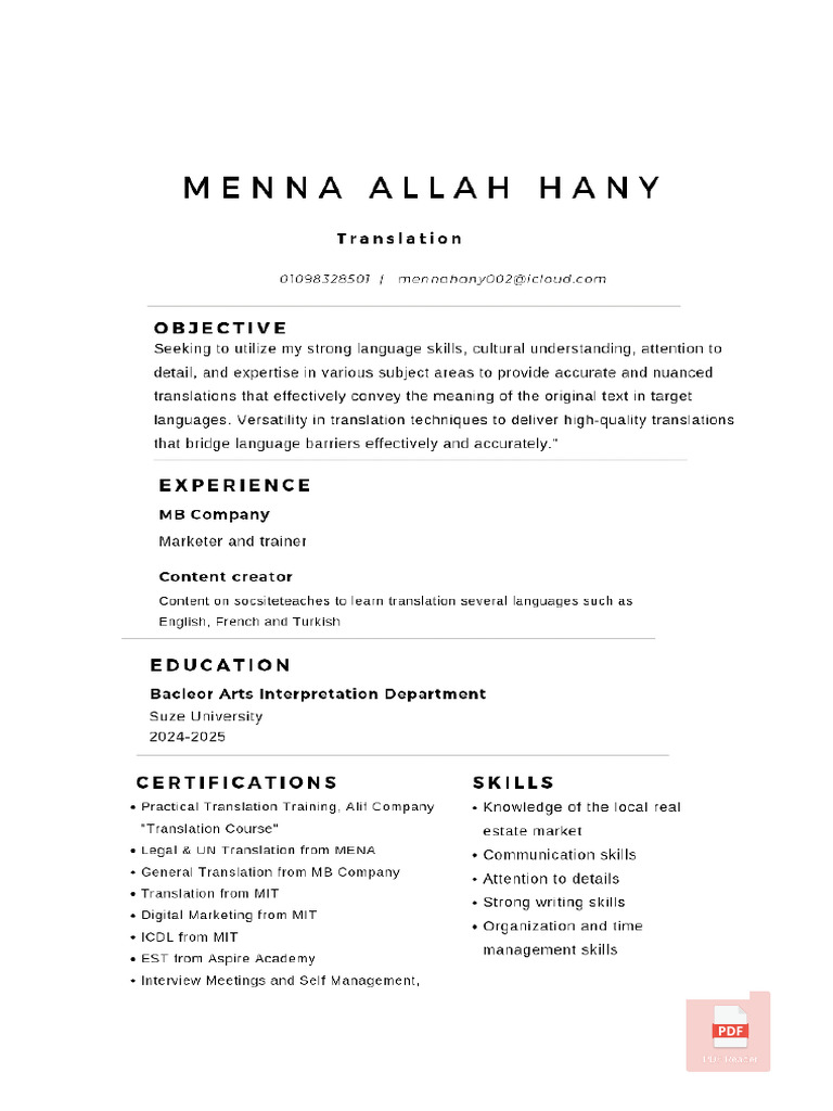 Menna Hany CV | PDF