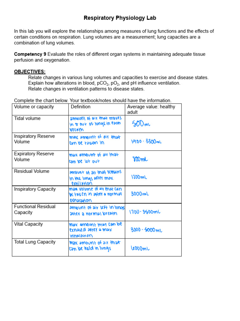 Lung Function and Capacity Analysis Lab | PDF | Exhalation | Breathing