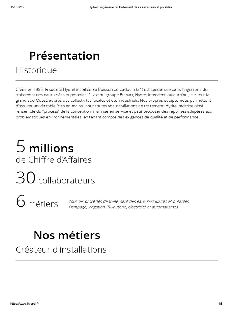 Hydrel - Ingénierie Du Traitement Des Eaux Usées Et Potables | PDF ...