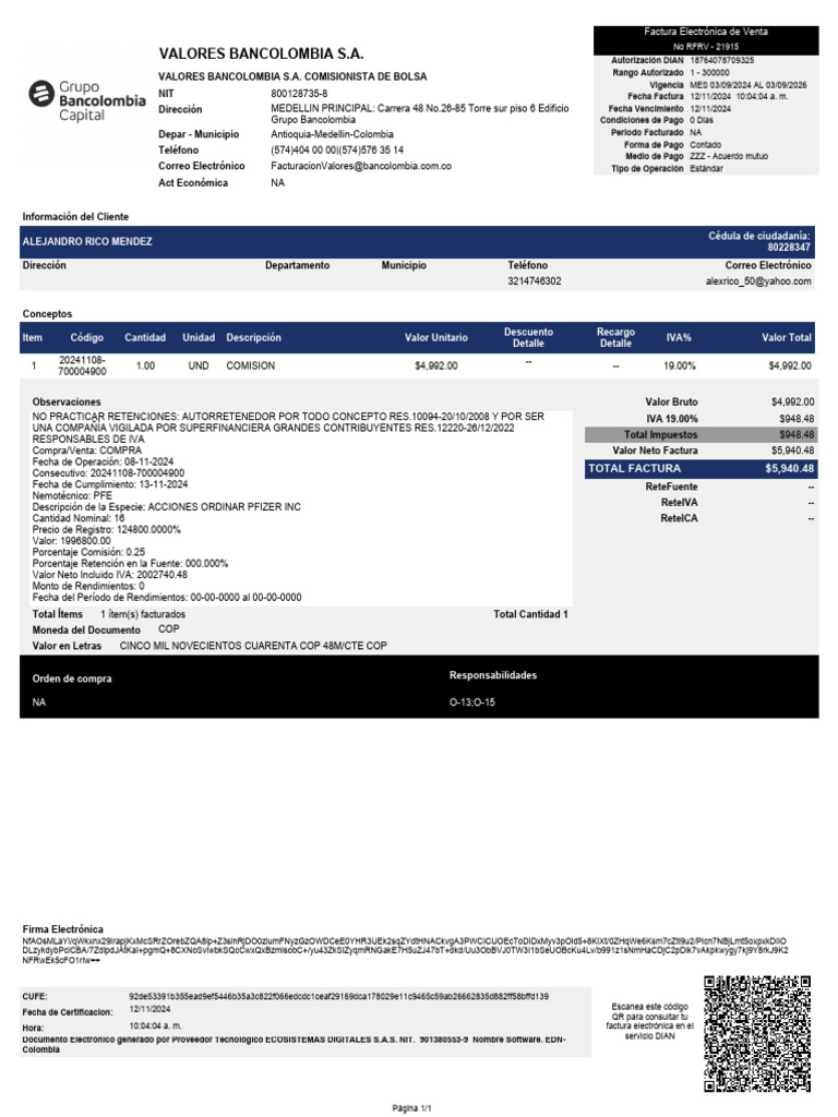 pFIZER eRROR | PDF | Factura