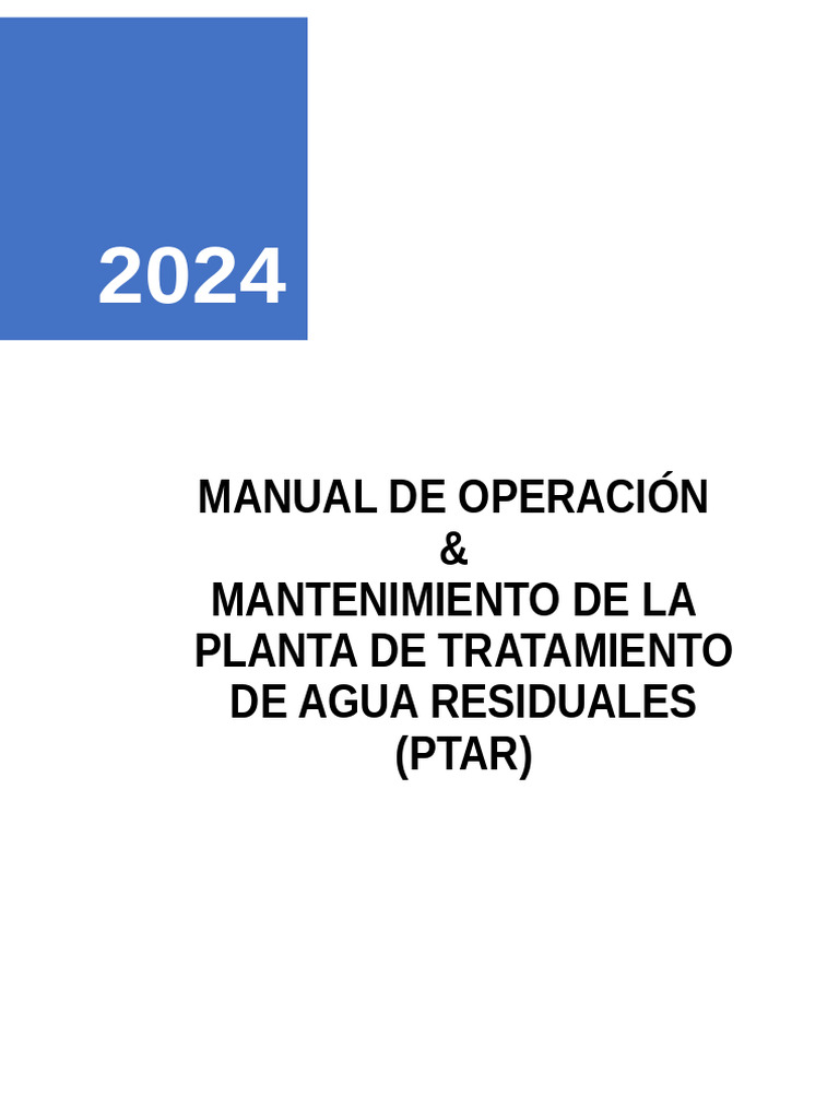 Manual de Operacion y Mantenimiento Ptar v2 | PDF | Alcantarillado | Agua