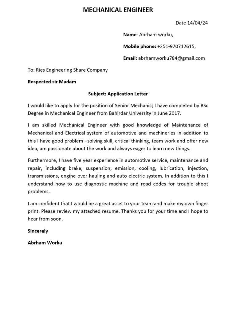 Ries Senior Mechanic Abrsh | PDF | Auto Mechanic | Mechanical Engineering