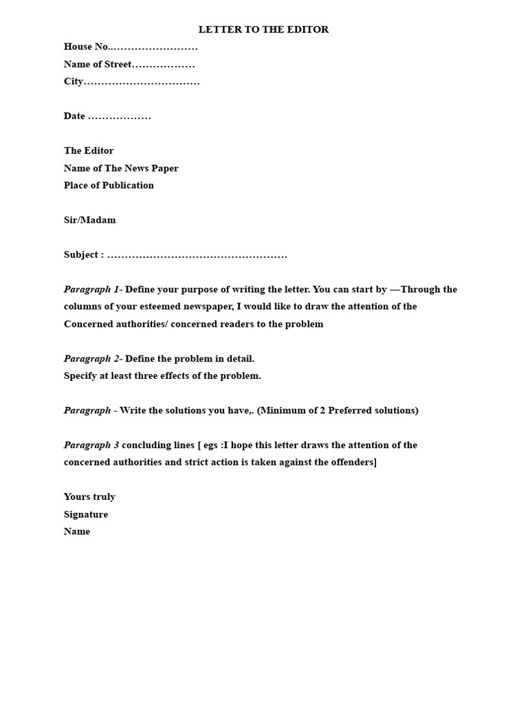 Letter To The Editor Format | PDF