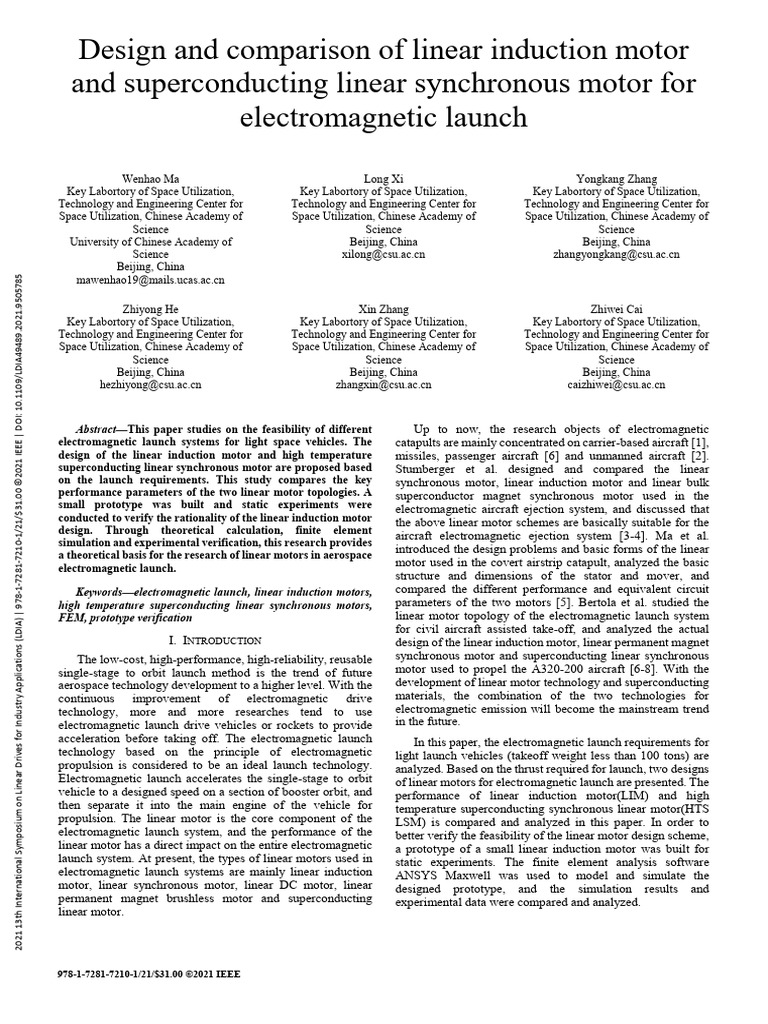 Design and Comparison of Linear Induction Motor and Superconducting ...