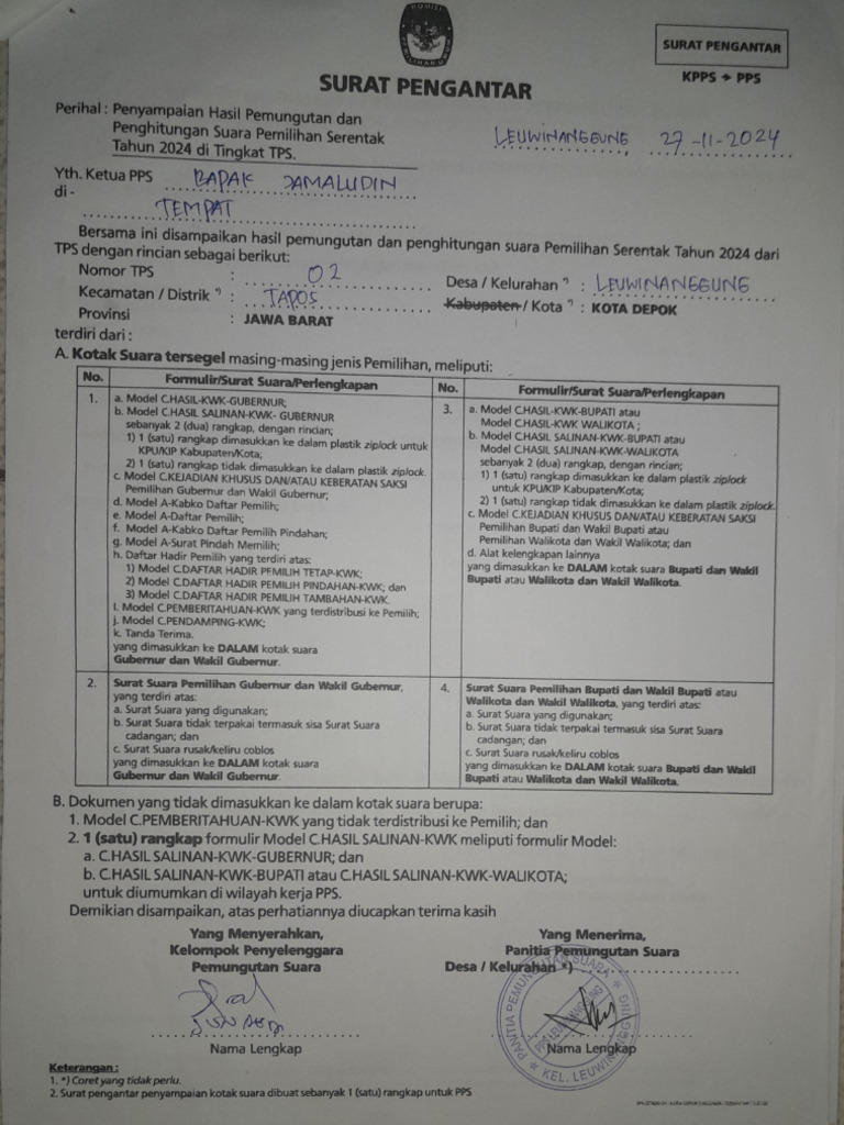 Contoh BTTB PILKADA Surat Tps 02 | PDF
