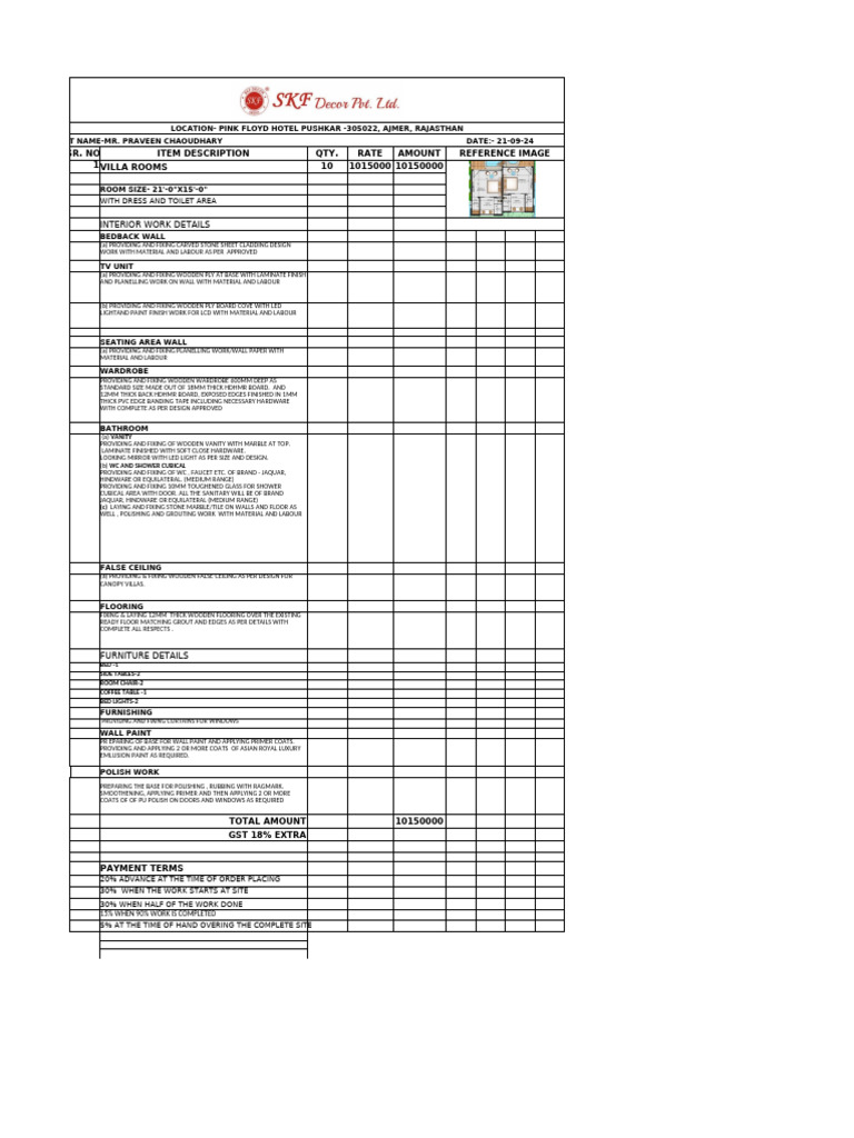 Quotation for Villa Room Renovation | PDF | Wall | Building Engineering