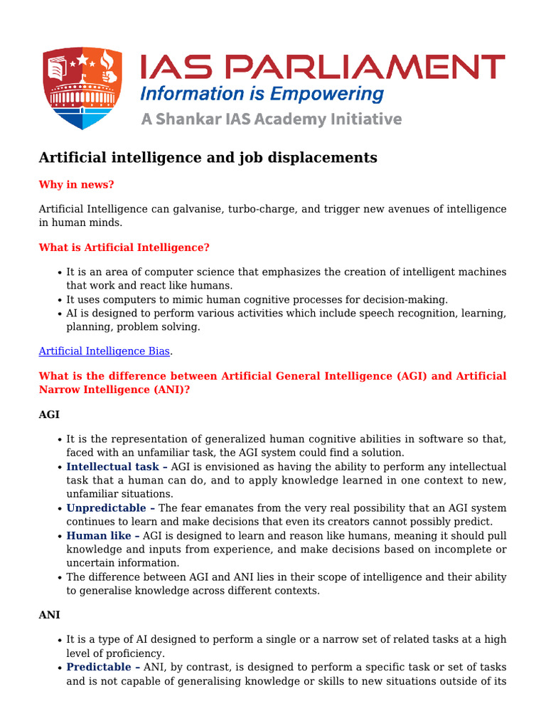 Artificial Intelligence and Job Displacements | PDF | Artificial ...