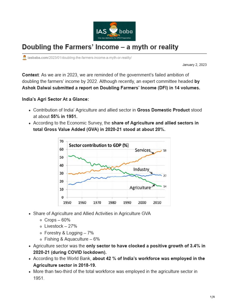 Doubling Farmers' Income: Myth or Reality? | PDF | Agriculture | Farmer