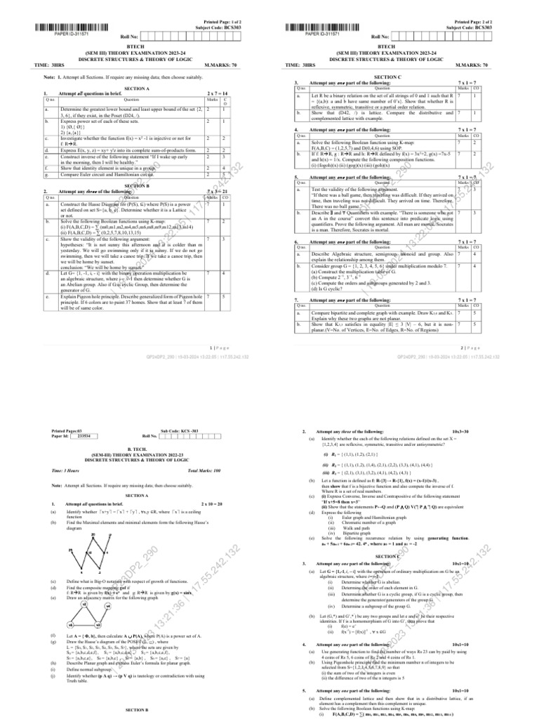 Bcs303 Discrete Structures Theory of Logic (1) (6 Files Merged) PDF | PDF | Field (Mathematics ...