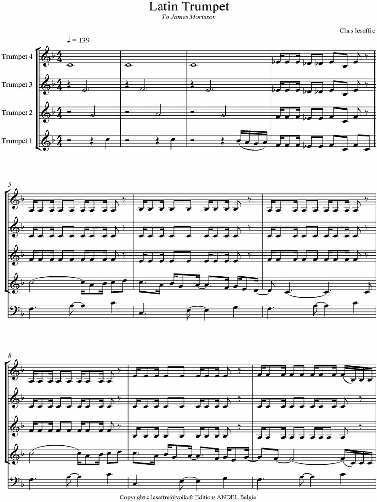 Latin Trumpets For Trumpet Quartet (Charles Lesaffre) (Z-Library) | PDF