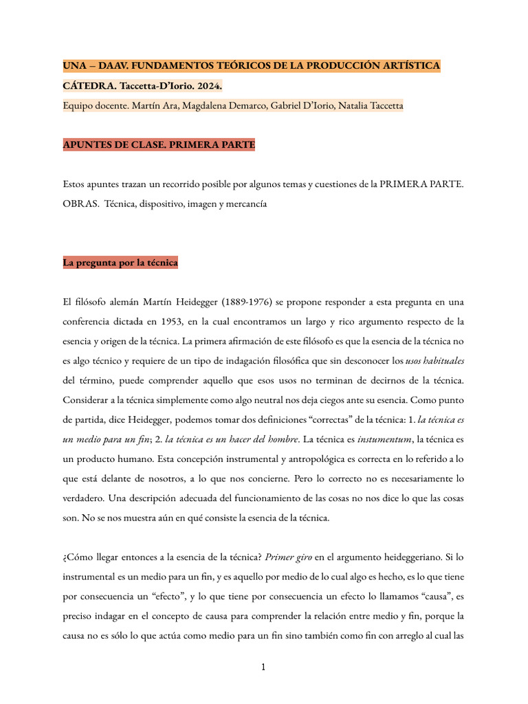 Apuntes de Clase. Primera Parte | PDF | Martin Heidegger | Michel Foucault