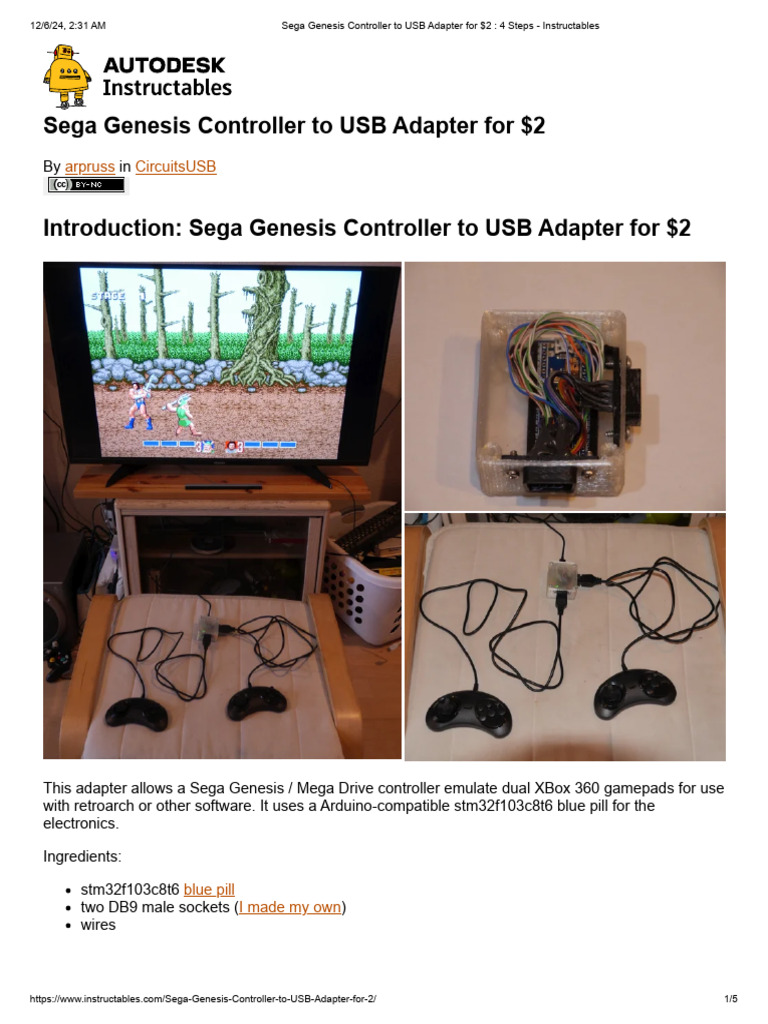 Sega Genesis Controller to USB Adapter for $2 _ 4 Steps - Instructables | PDF | Arduino ...