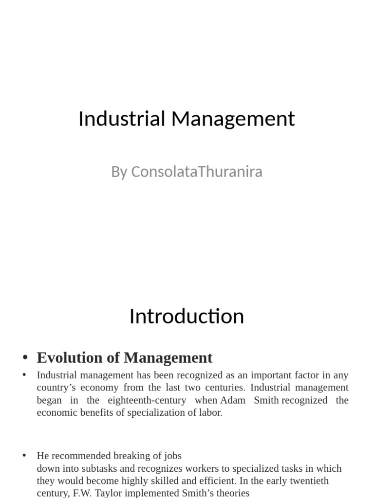 Industrial Management Introduction | PDF | Science | Goal