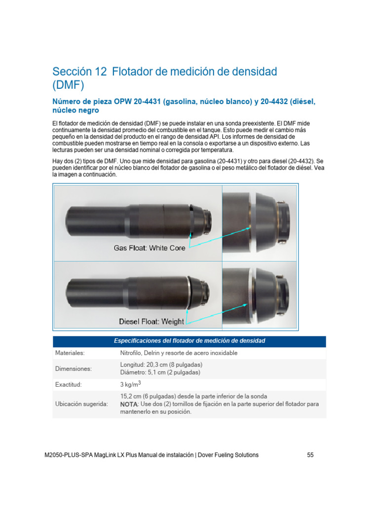 Progauge - Maglink - LX - Plus SENSOR DENSIDAD | PDF | Tornillo | Tanques