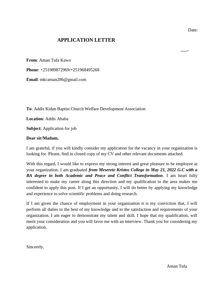 Aman Tufa Application | PDF