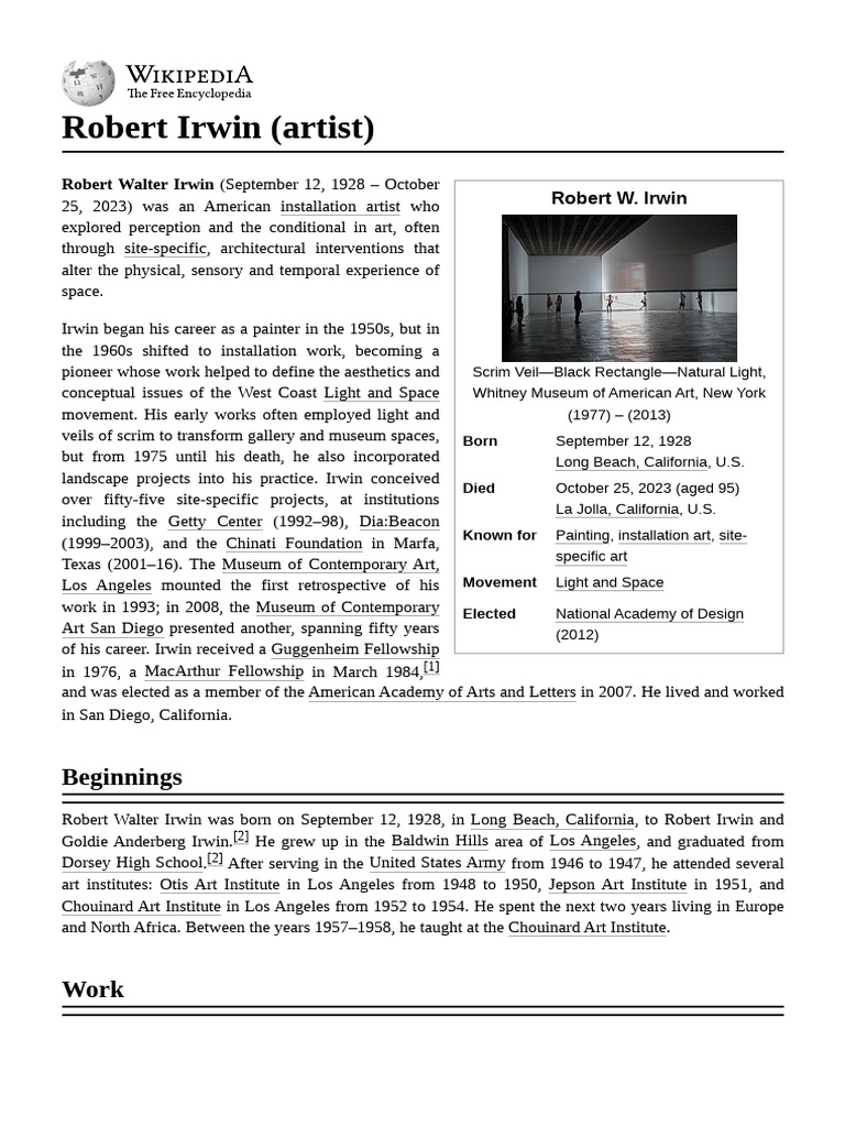 Robert_Irwin_(artist) | PDF | The Arts