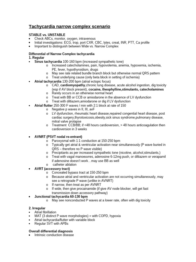 CARDIO 2 - Tachycardia Narrow | PDF | Heart | Internal Medicine