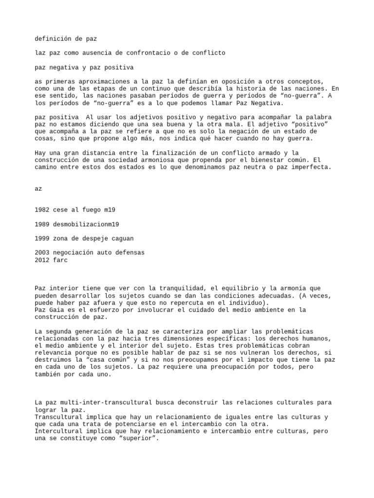 Definición de Paz | PDF | Paz | Violencia