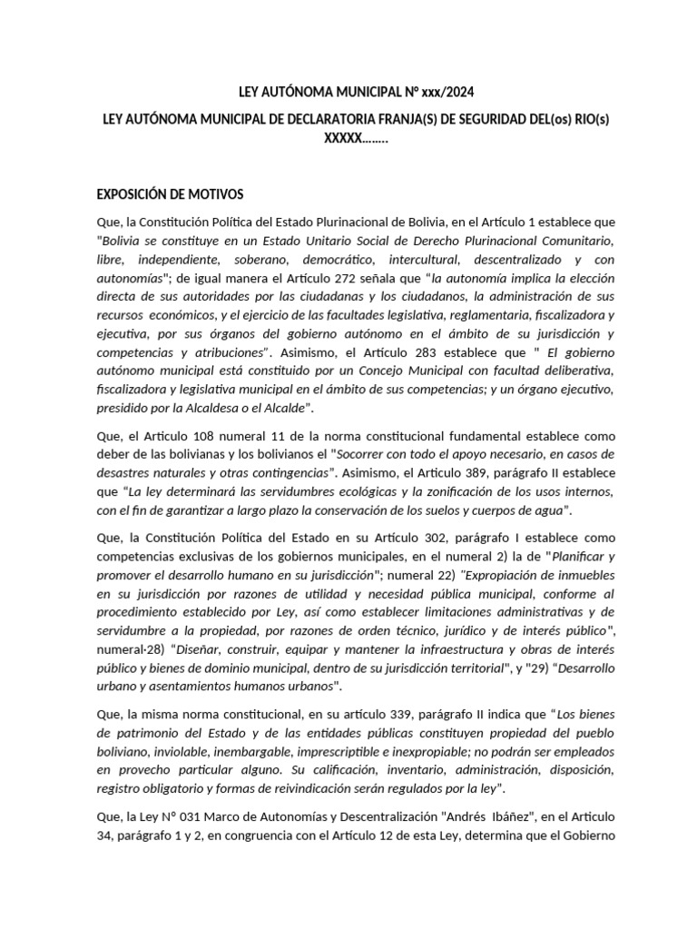 Ejemplo Ley de Franjas de Seguridad | PDF | Propiedad | Alcalde