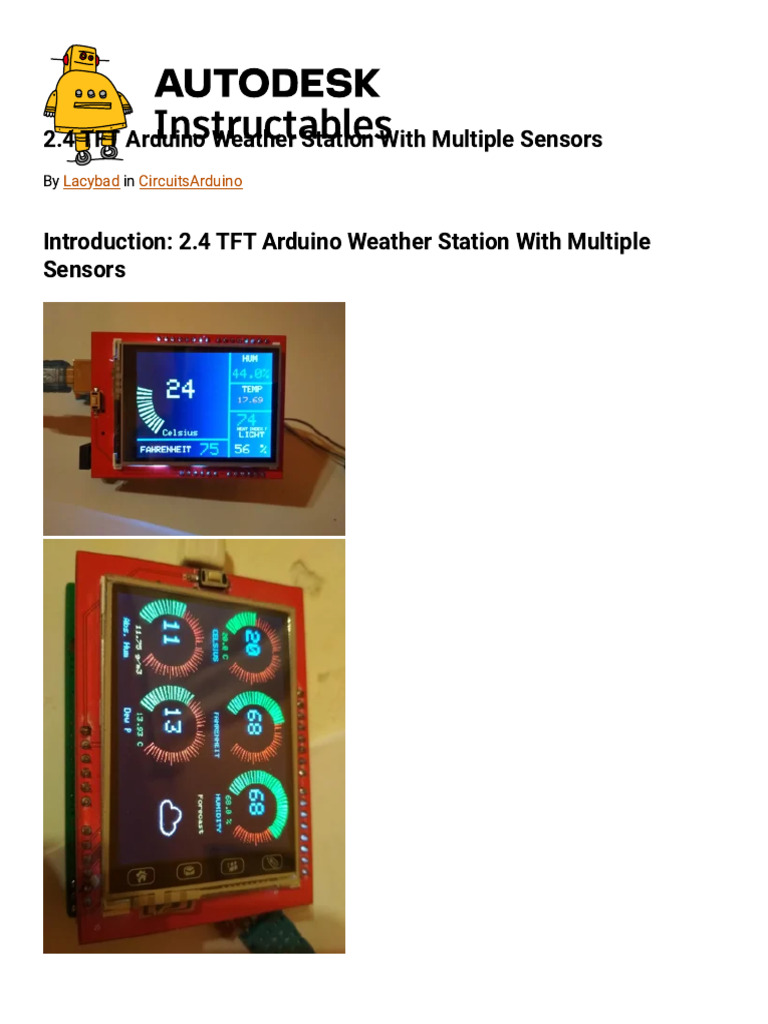 24 Tft Arduino Weather Station With Multiple Sensors 7 Steps Instructables Pdf Arduino