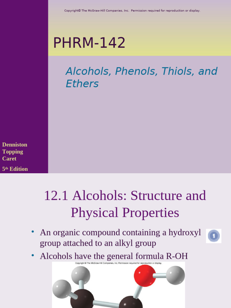 Alcohols Ethers Thiols Phenols | PDF | Ether | Alkene