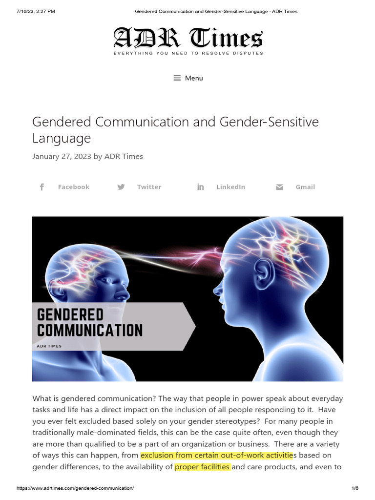 Gender Comm. and Sensitivity | PDF | Communication | Grammatical Gender