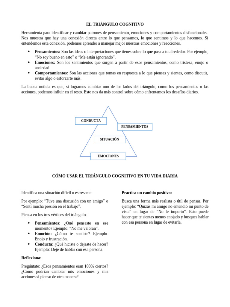 El Triángulo Cognitivo | PDF | Las emociones | Pensamiento