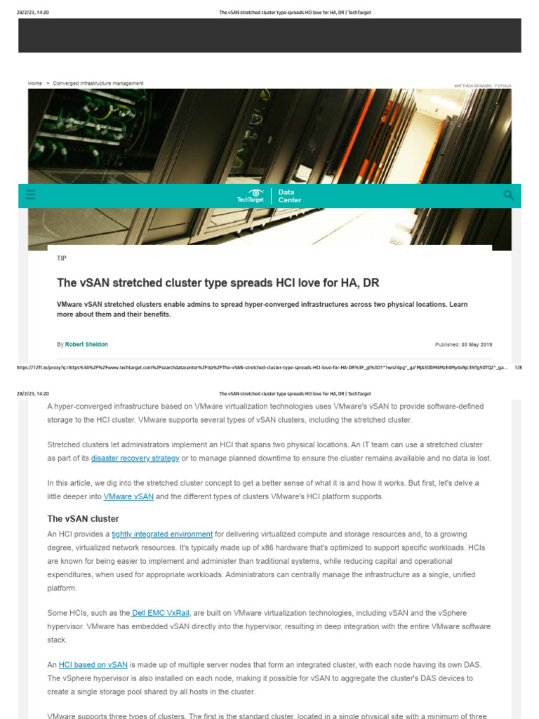 12ft - The VSAN Stretched Cluster Type Spreads HCI Love For HA, DR - TechTarget | PDF | Computer ...