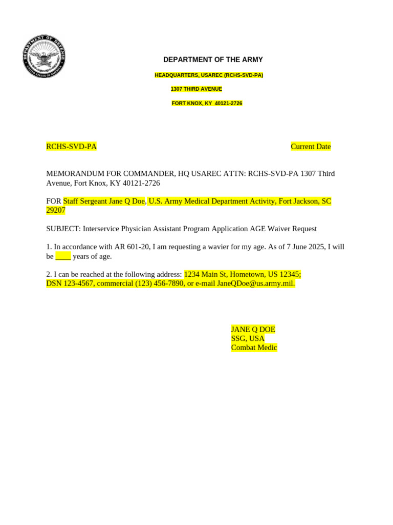 Age Waiver Example - 1 | PDF