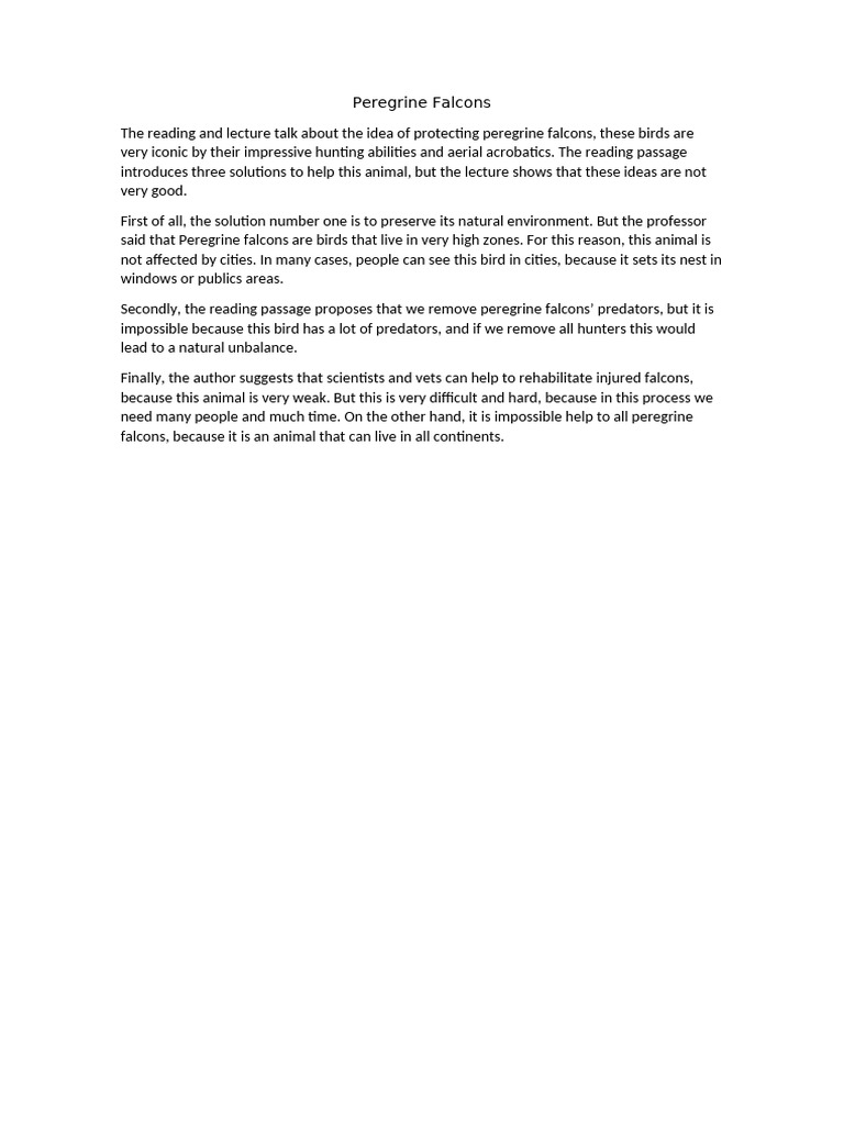 Writing - Peregrine Falcons | PDF