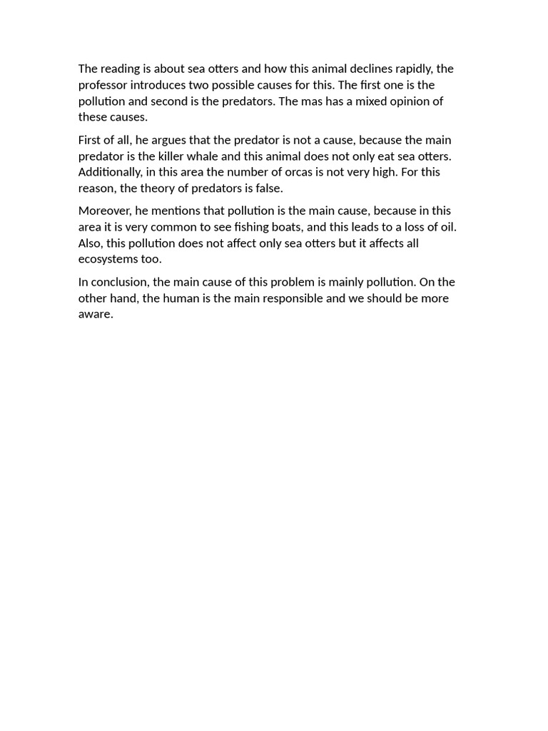 Writing - Sea Otters | PDF