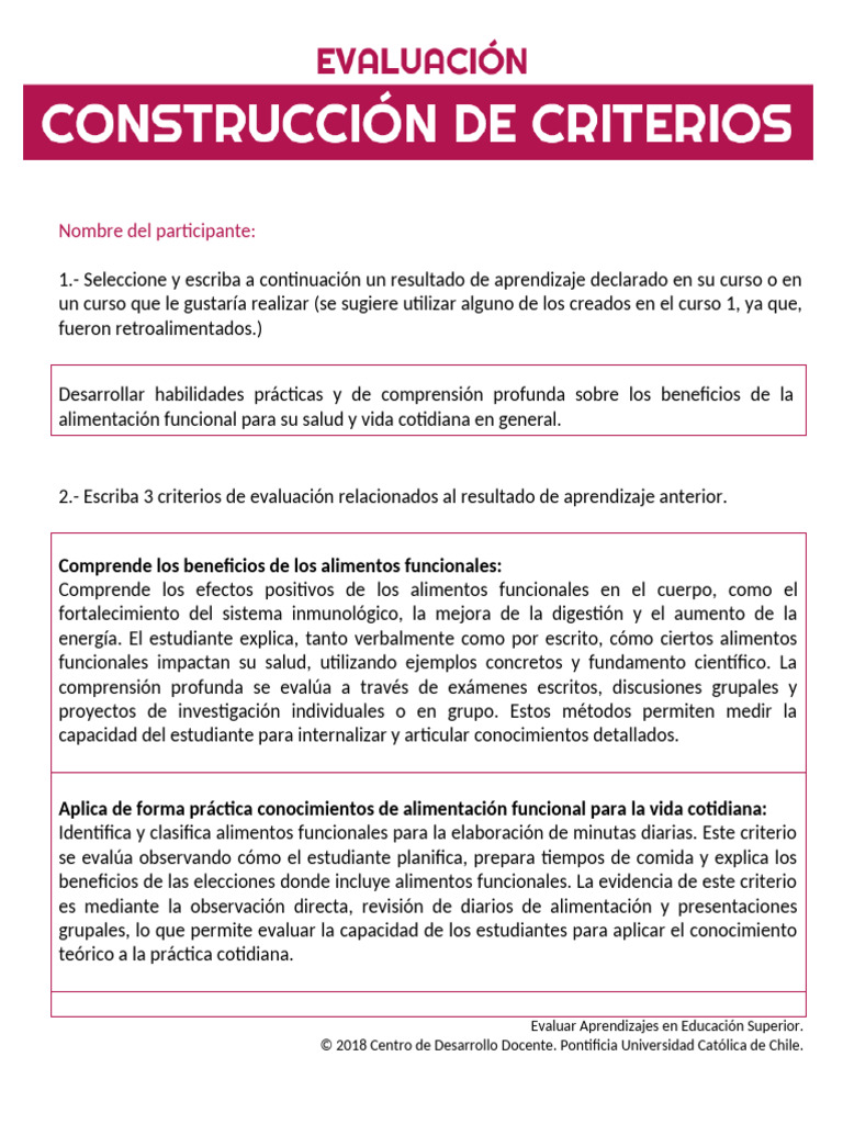 Ev. Sumativa Construcción de Criterios | PDF | Evaluación | Aprendizaje