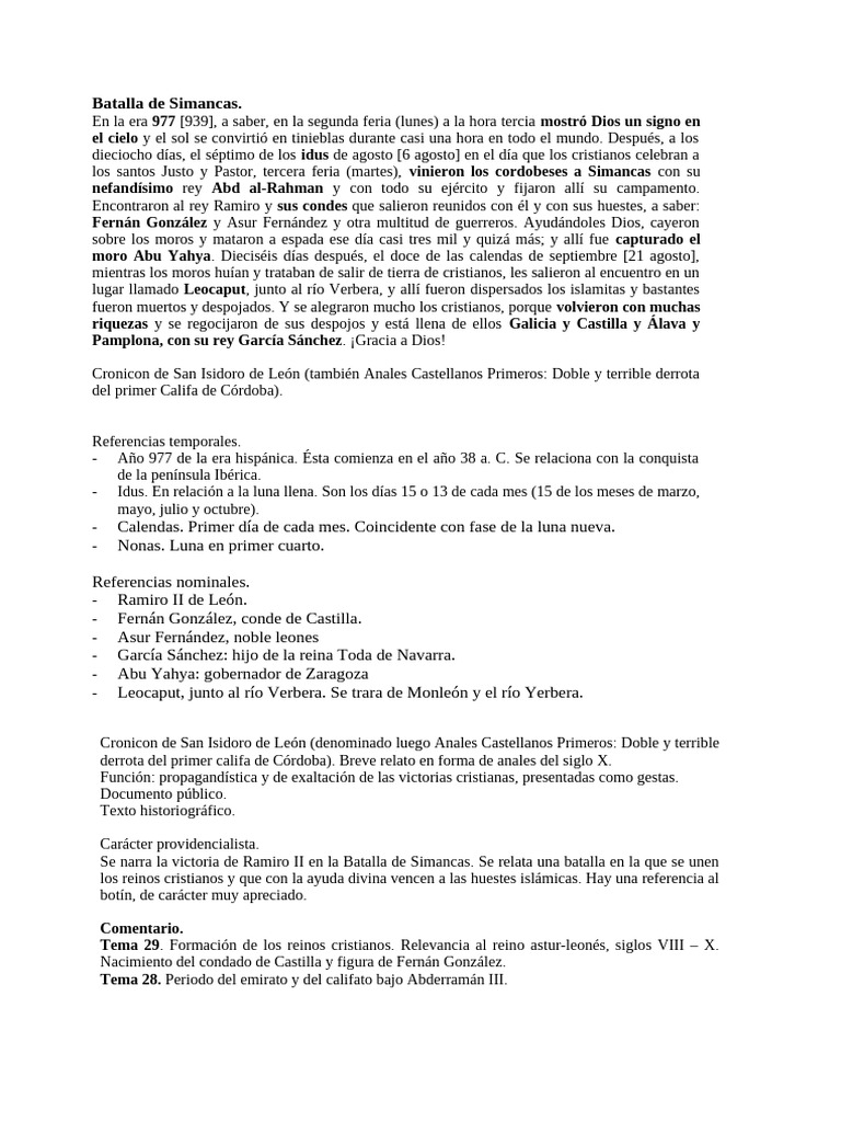 Victoria cristiana en la Batalla de Simancas | PDF