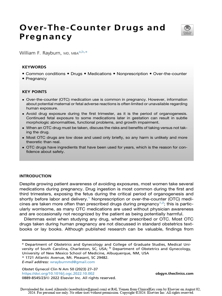 OTC Drugs in Pregnancy | PDF | Pregnancy | Nonsteroidal Anti ...