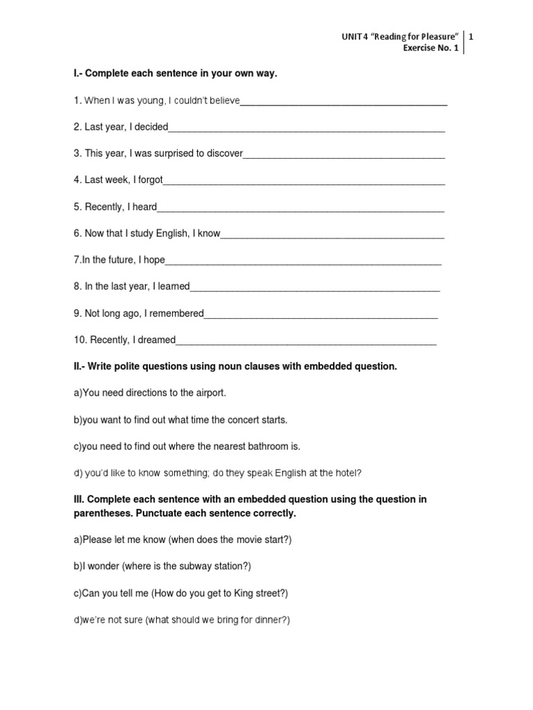 Unit 4. - Reading For Pleasure. Exercise 1 | PDF | Home & Garden | Art