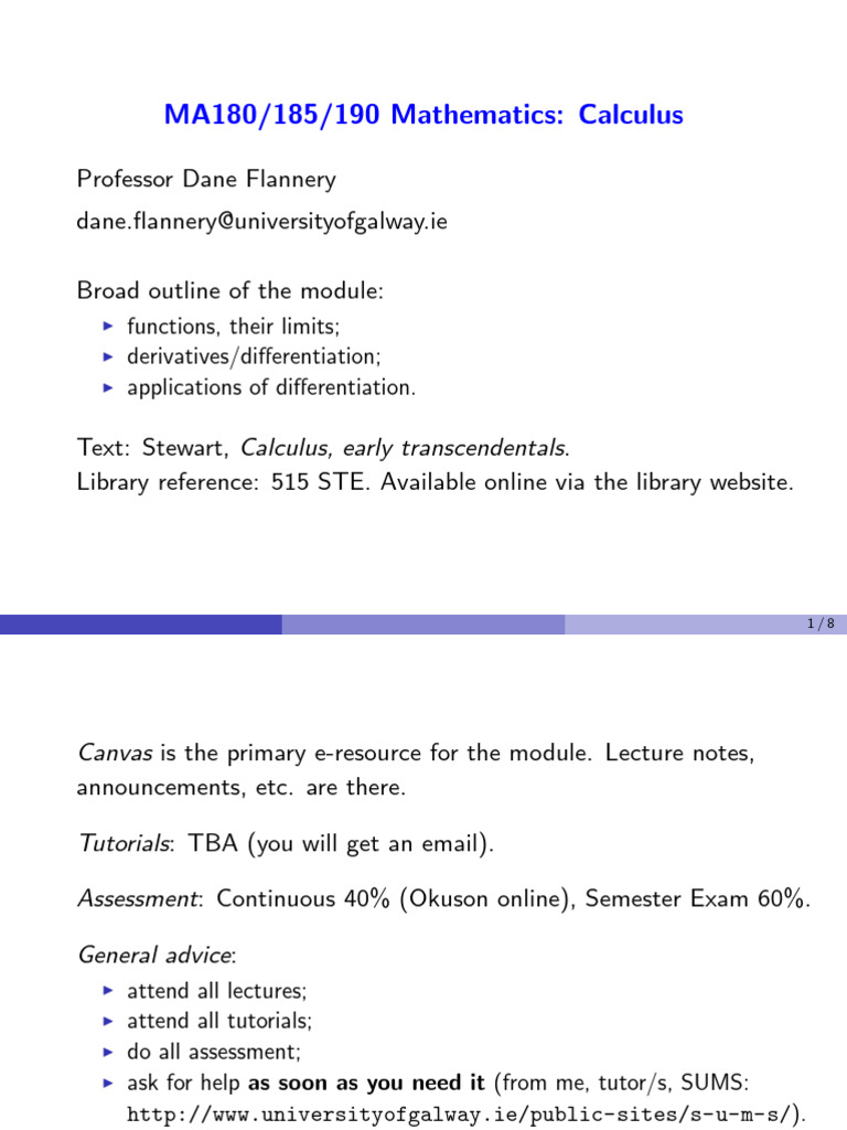 Calculus Module Overview by Dane Flannery | PDF | Function (Mathematics ...